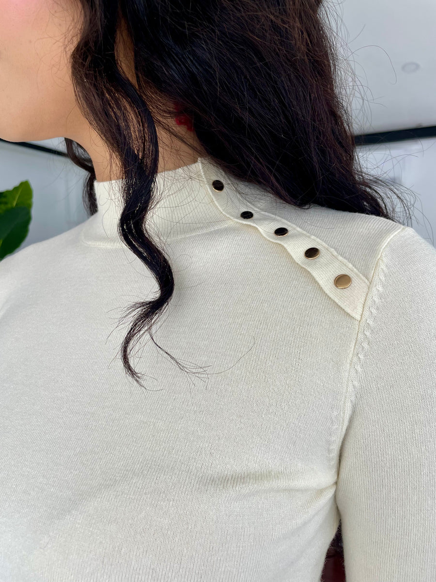 Alexa Mock Neck Sweater ~ Cream – Fly Boutique